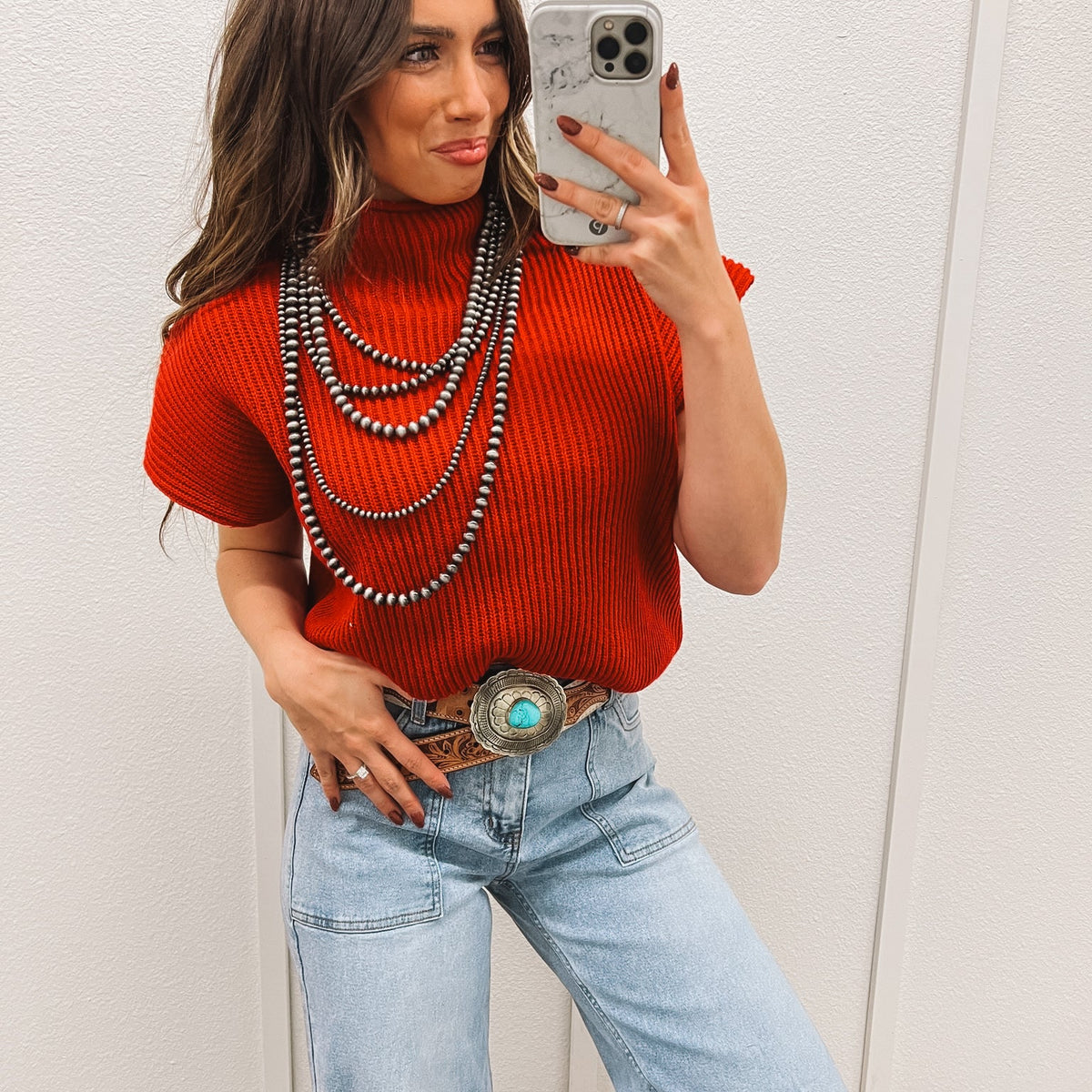 Western Knit Sweater Vest (Ruby) – theFRINGEDpineapple