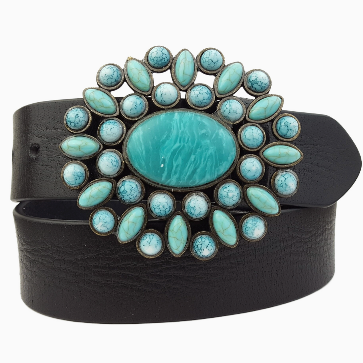 Western Ways Turquoise Buckle Belt (Black) – theFRINGEDpineapple